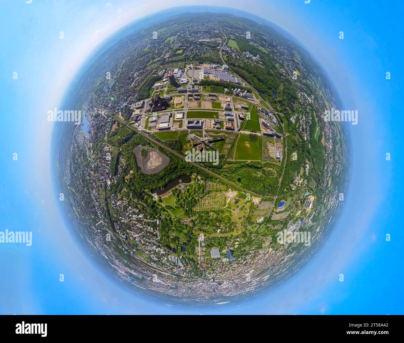 Aerial view, technology park industrial park Phoenix West, view to the ...