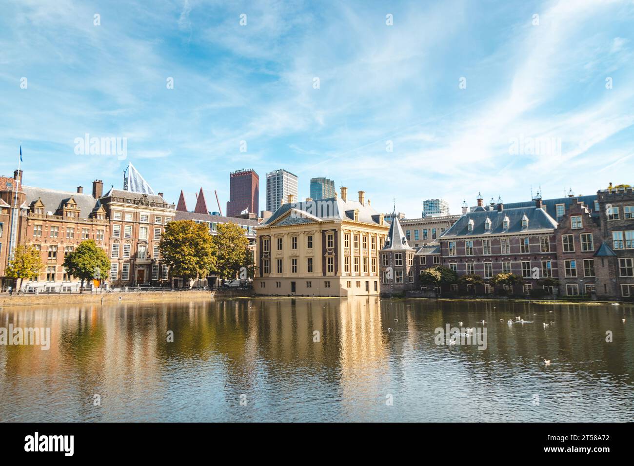 View of the tallest buildings of Den Haag on a sunny day through the ...