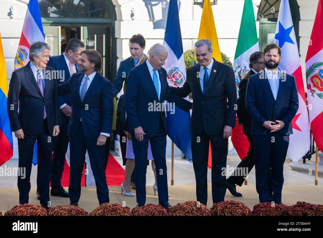 United States President Joe Biden, center, Luis Abinader, President of ...