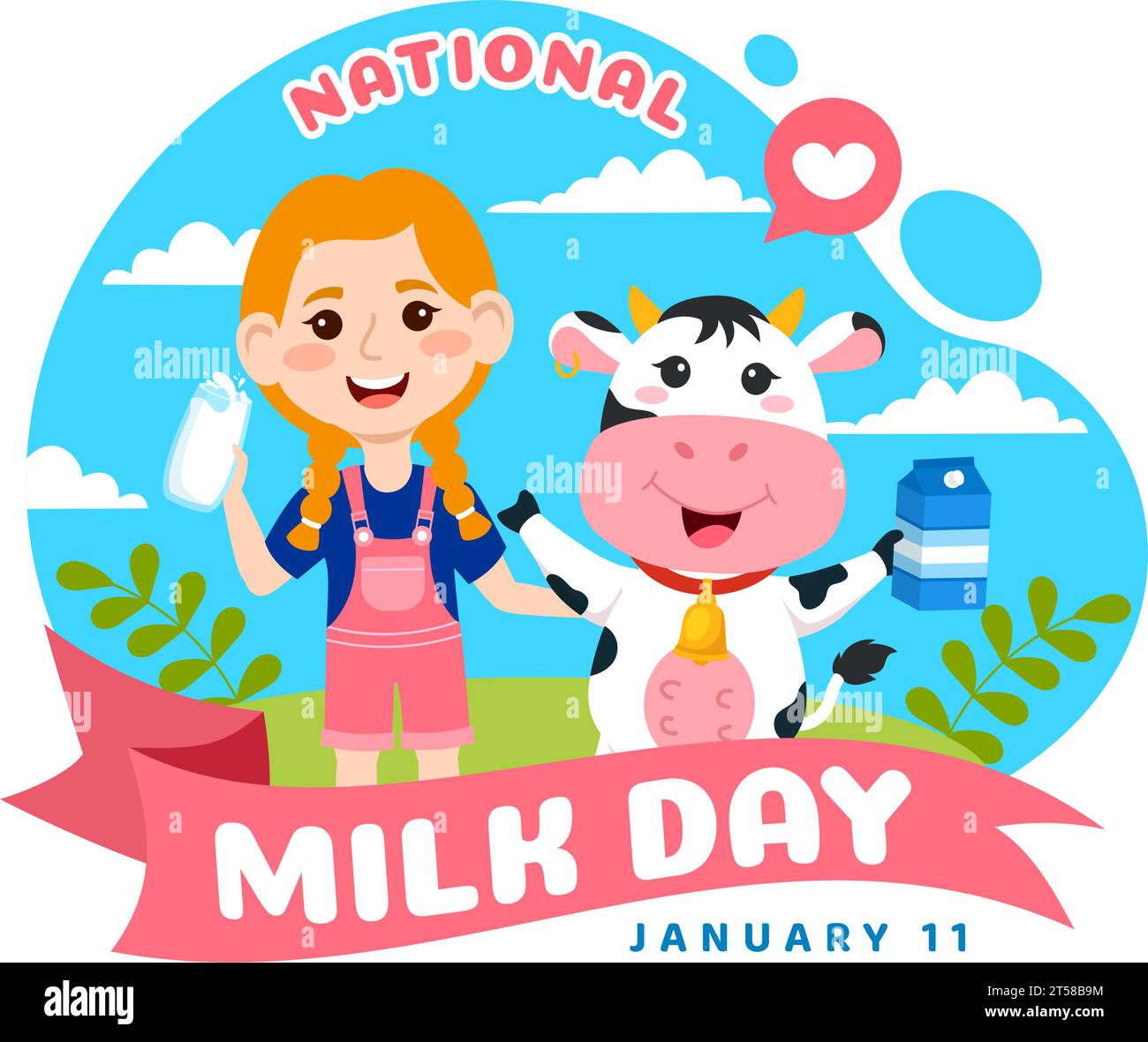 National Milk Day Vector Illustration on 11 January with Milks Drinks ...