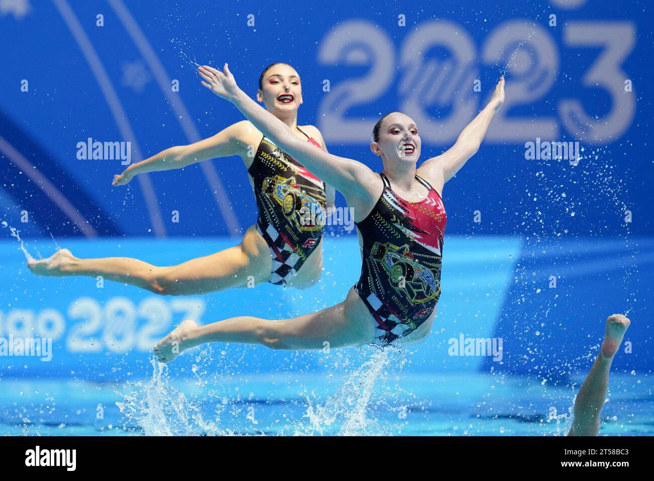 Chile's team performs in the artistic swimming acrobatic routine final ...
