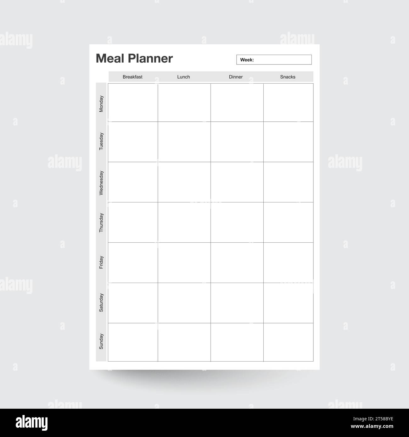 Weekly template Black and White Stock Photos & Images - Alamy