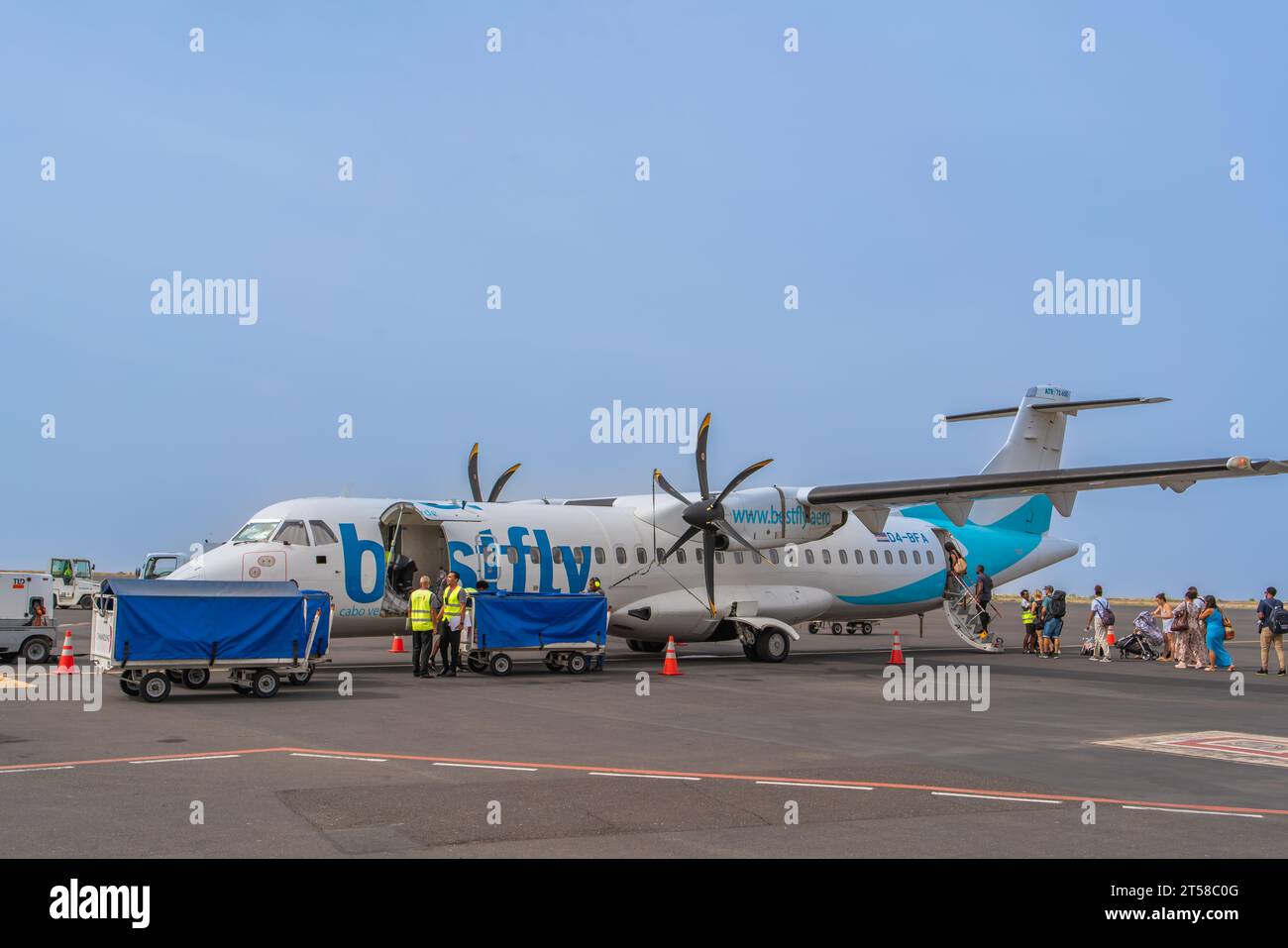 Sao Pedro, Cape Verde - October 06.2023: Best fly airplane at Cesaria ...