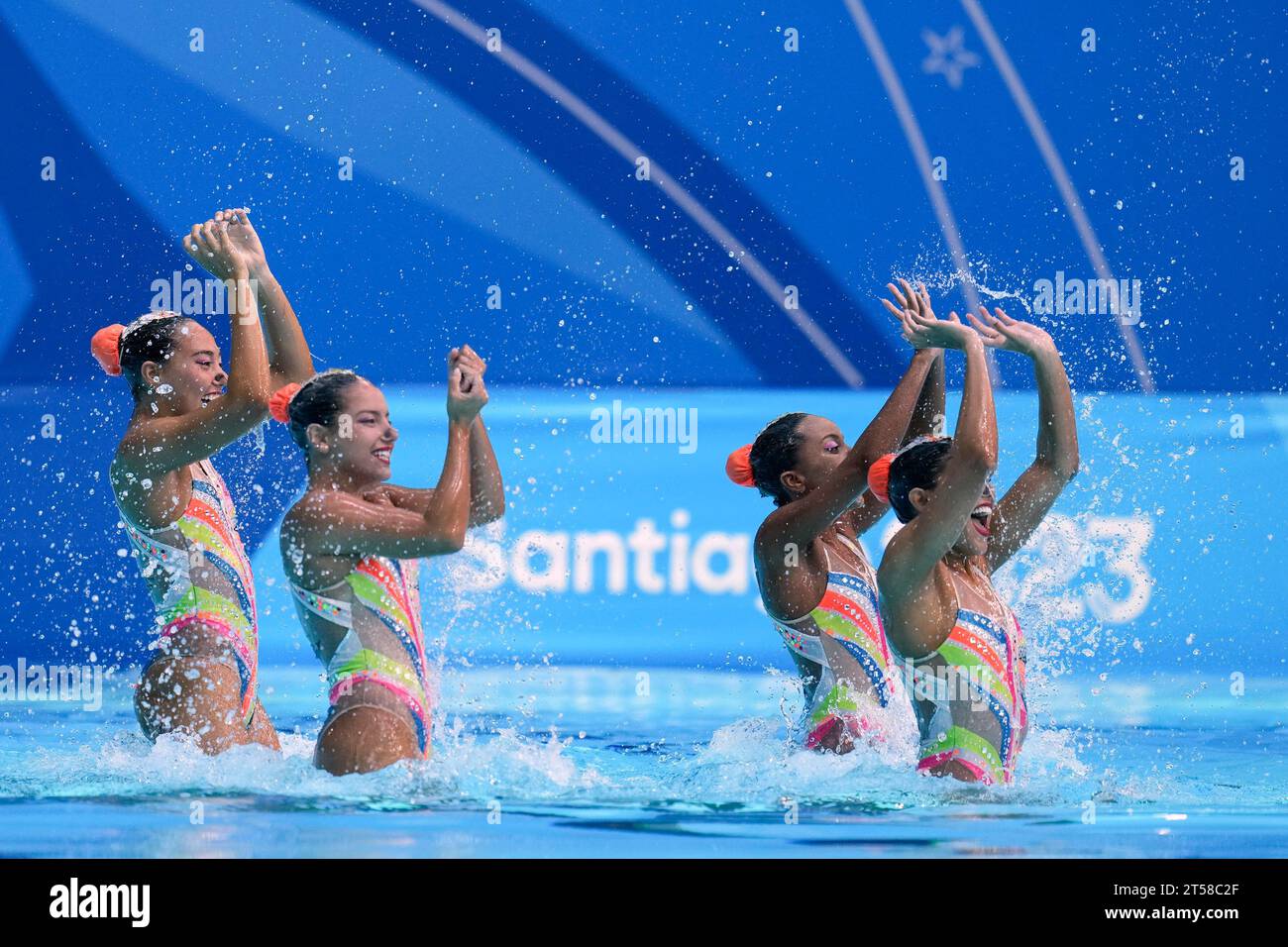 Brazil's team performs in the artistic swimming acrobatic routine final ...