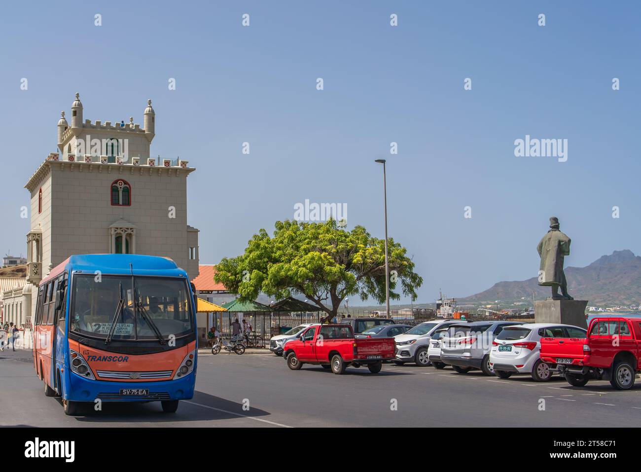 Mindelo, Sao Vicente Island, Cape Verde - October 07.2023: Street scene ...