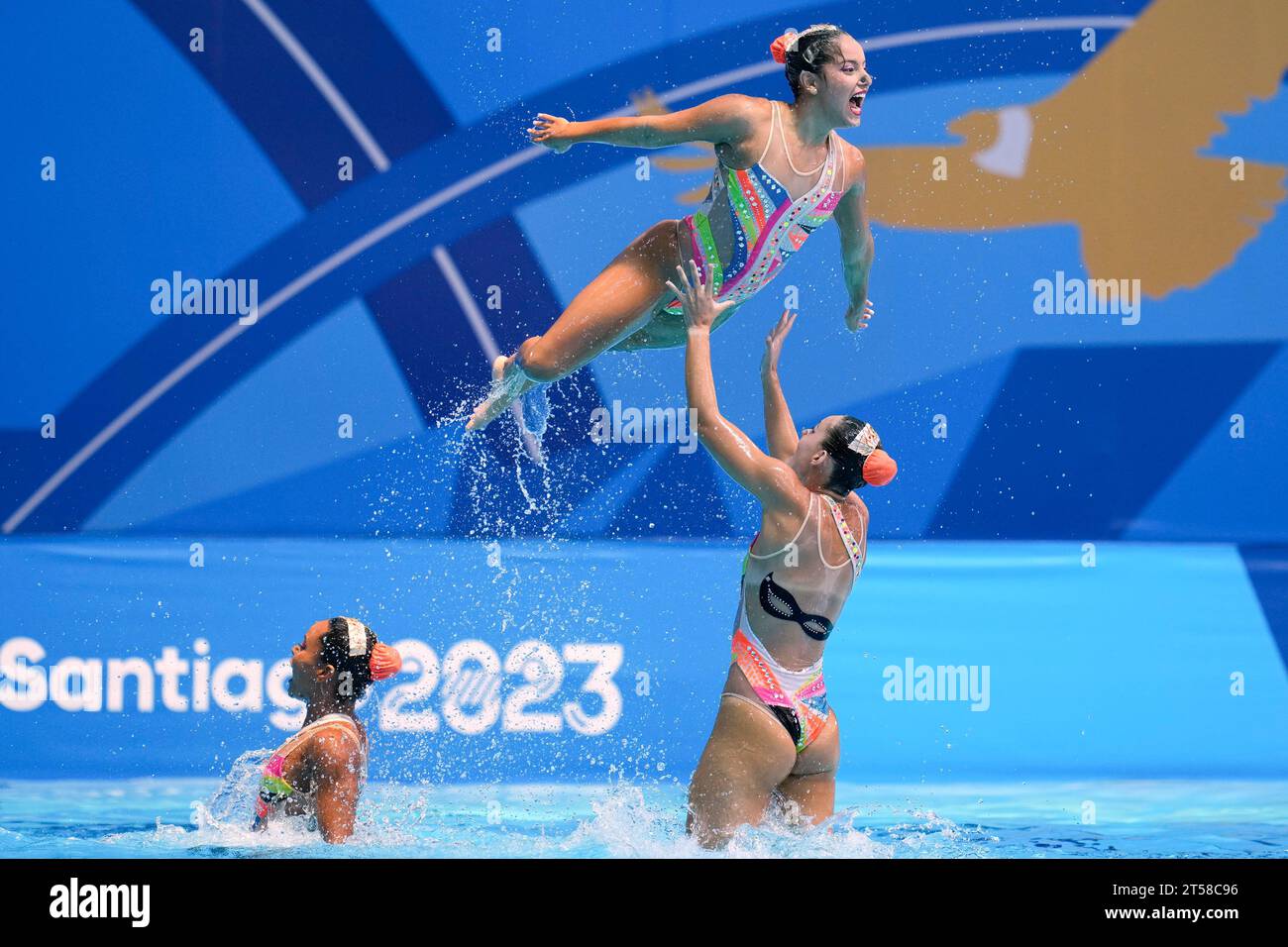 Brazil's team performs in the artistic swimming acrobatic routine final ...