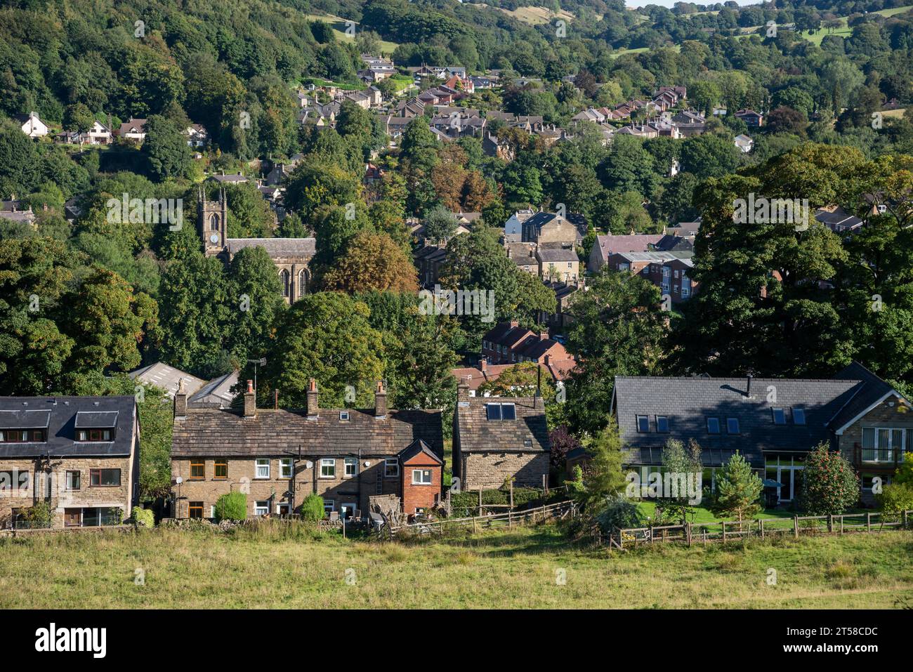 The town of Bollington near Macclesfield, Cheshire, England Stock Photo ...