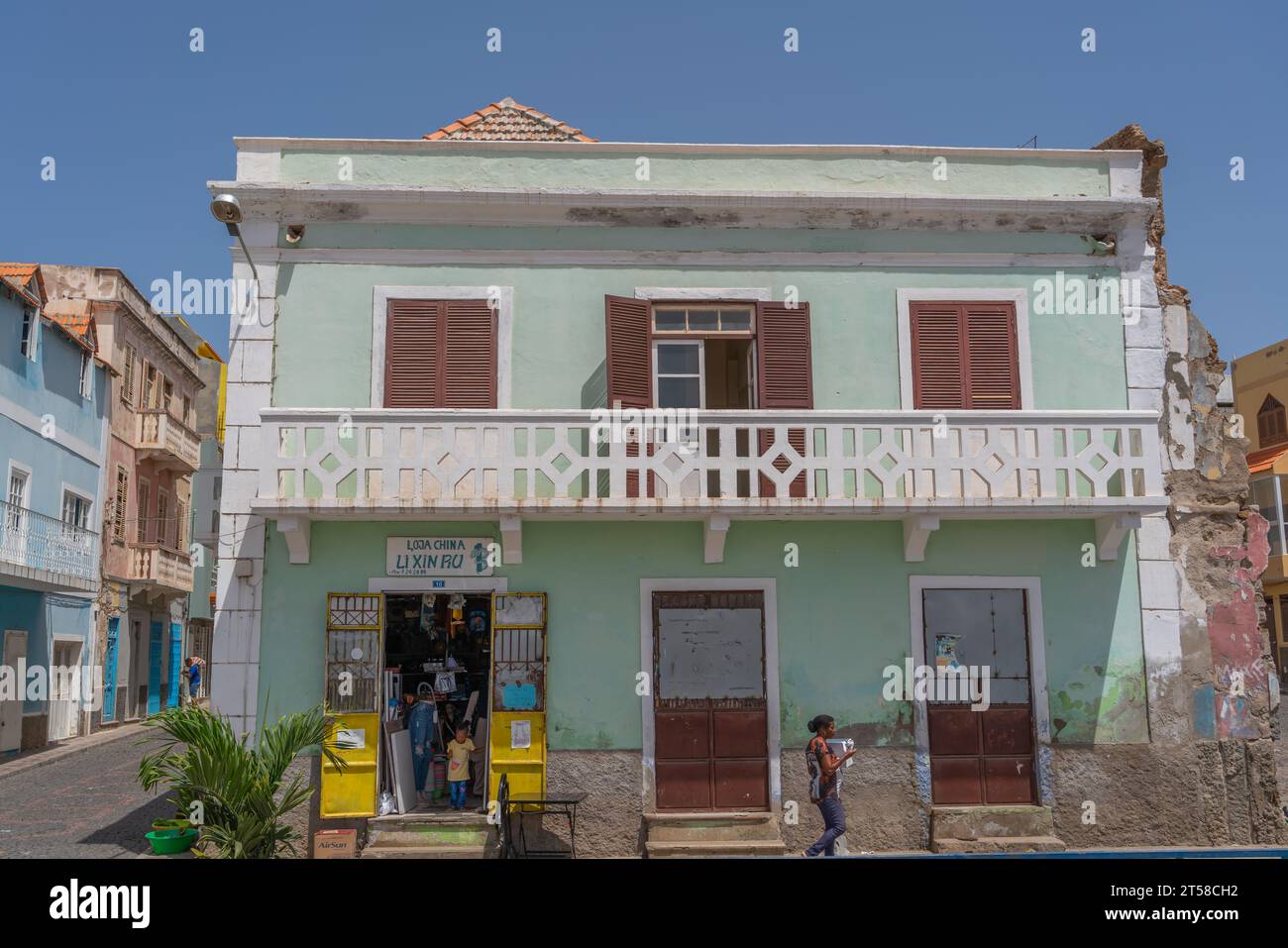 Mindelo, Sao Vicente Island, Cape Verde - October 07.2023: Street scene ...