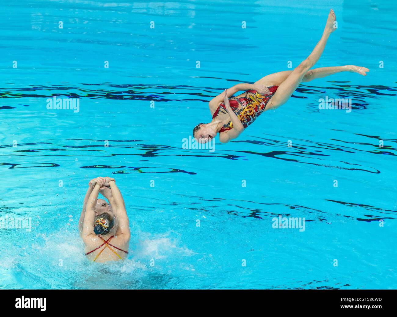 Team Canada competes in the team artistic swimming acrobatic routine ...