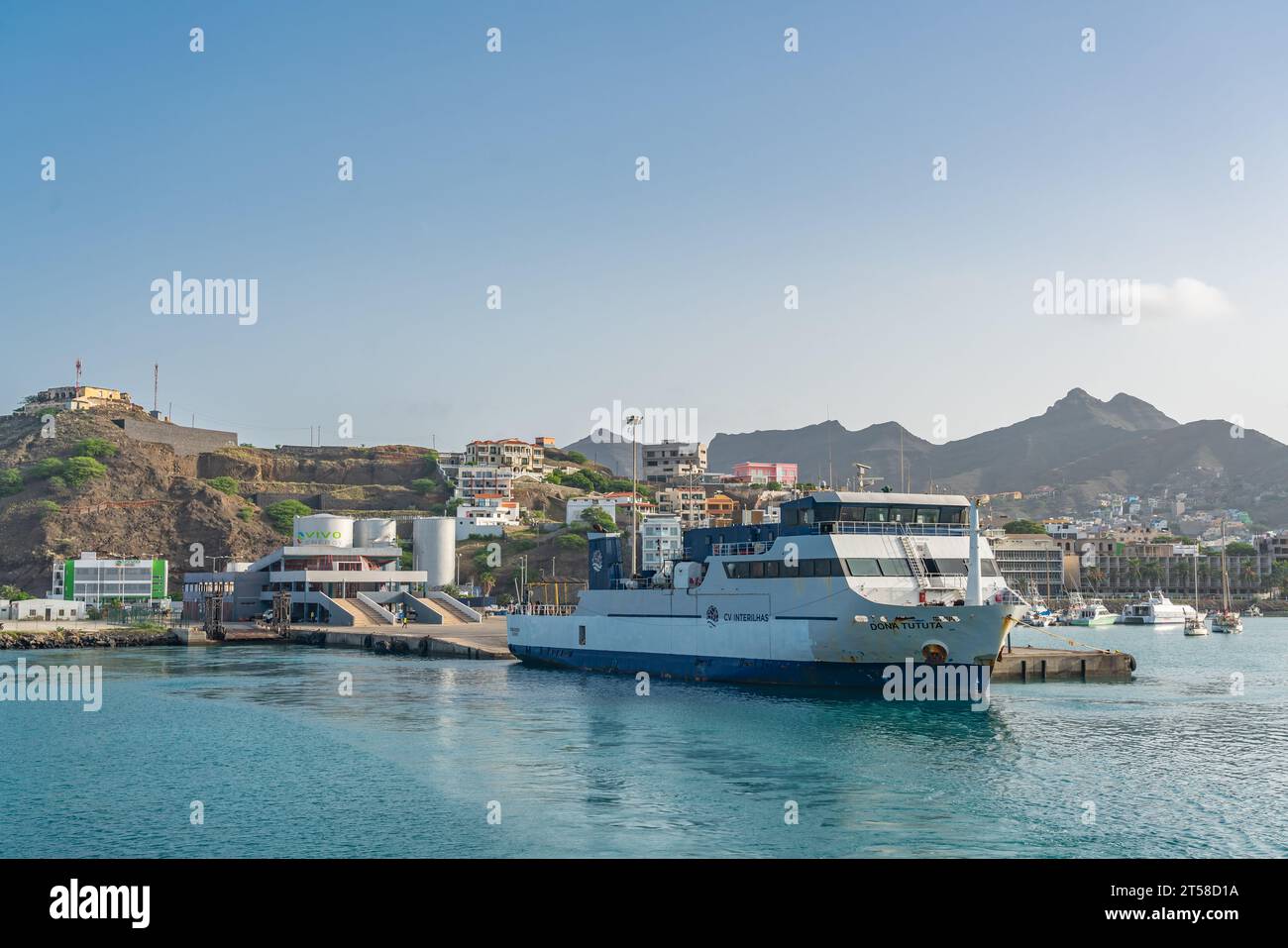 Sao Vicente , Cabo Verde - October 09.2023: Harbour of Mindelo with the ...