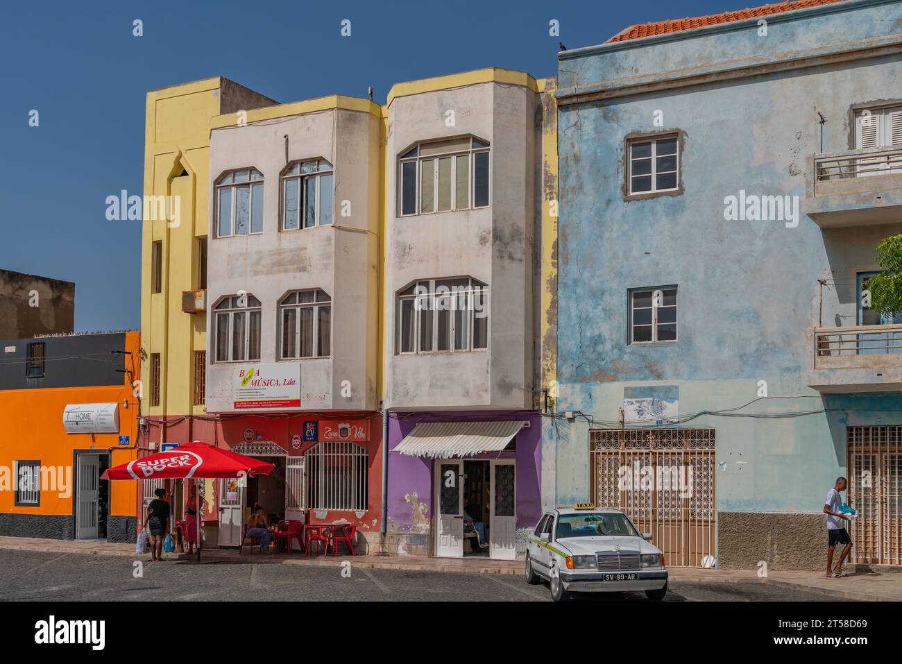 Mindelo, Sao Vicente Island, Cape Verde - October 07.2023: Street scene ...