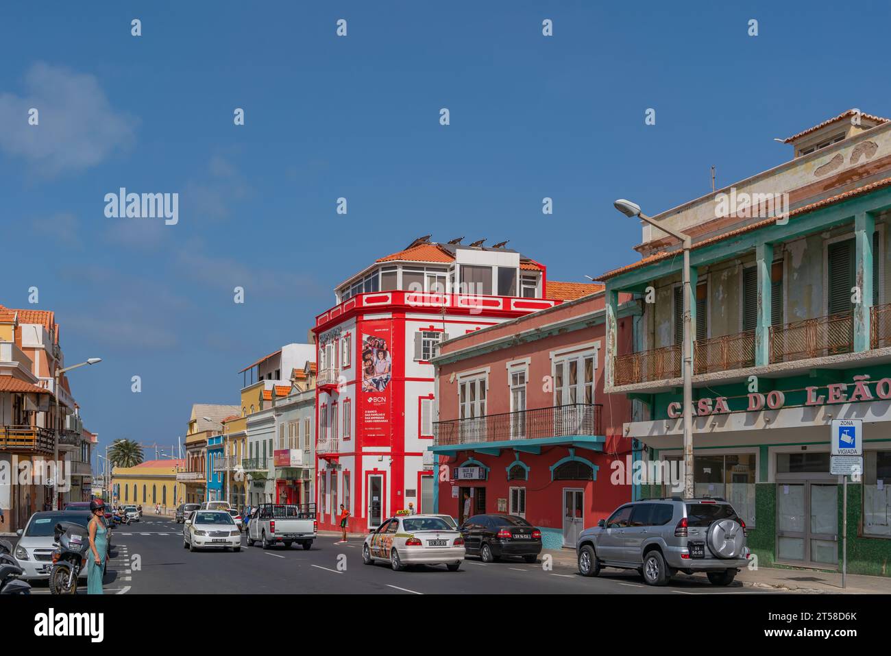 Mindelo, Sao Vicente Island, Cape Verde - October 07.2023: Street scene ...