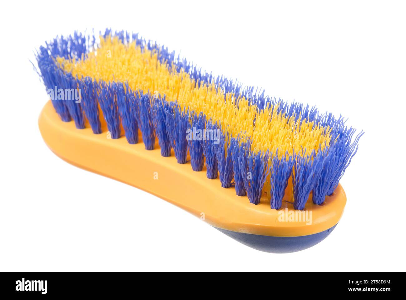 Polyethylene blue bristle clothes-brush on white Stock Photo - Alamy