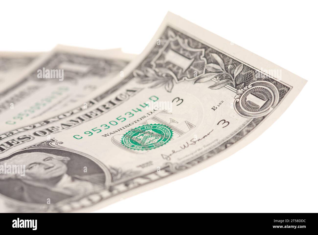 American dollar bank notes on white Stock Photo - Alamy
