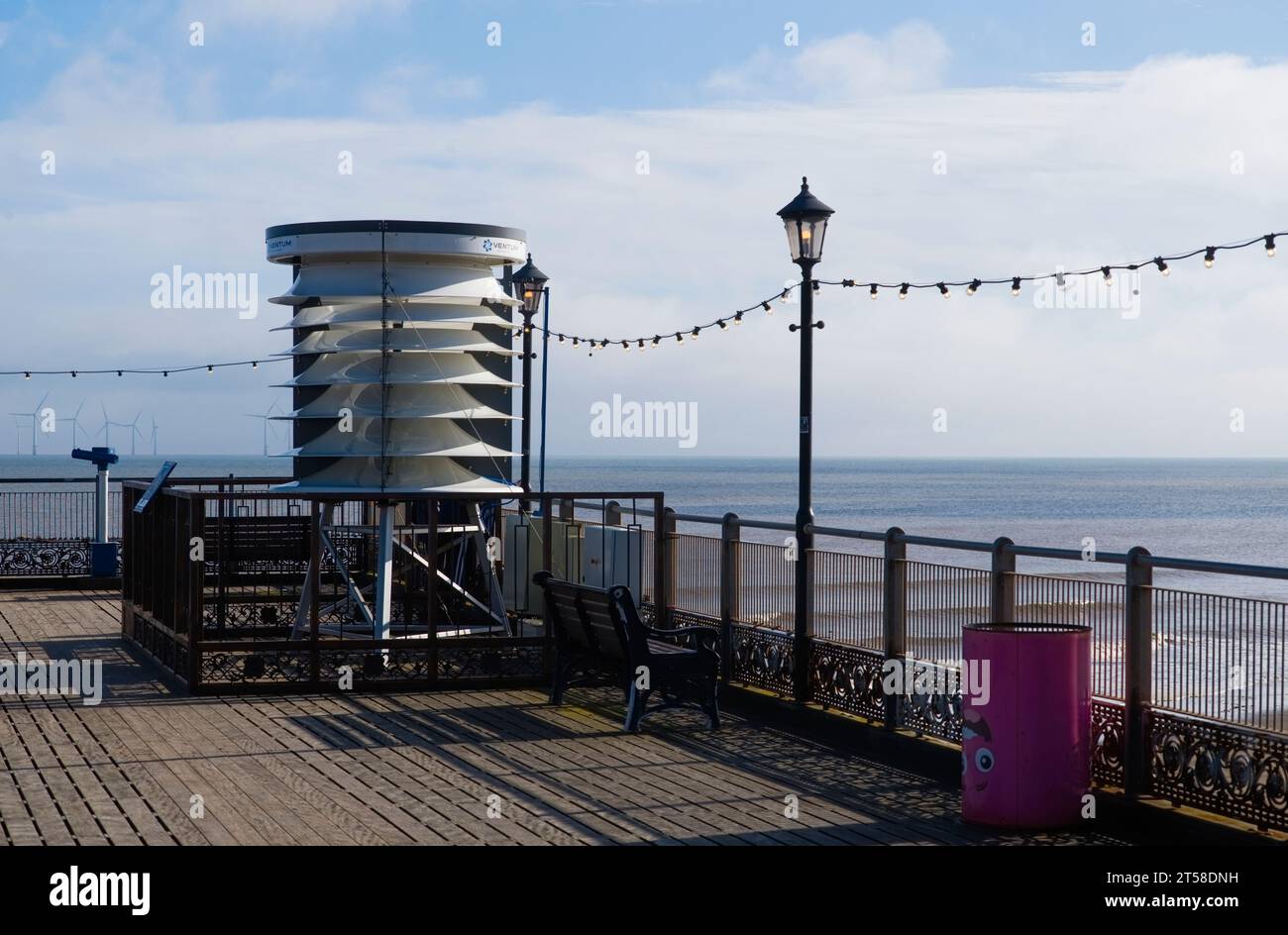 Ventum wind powered turbine at the end of Skegness pier Stock Photo - Alamy