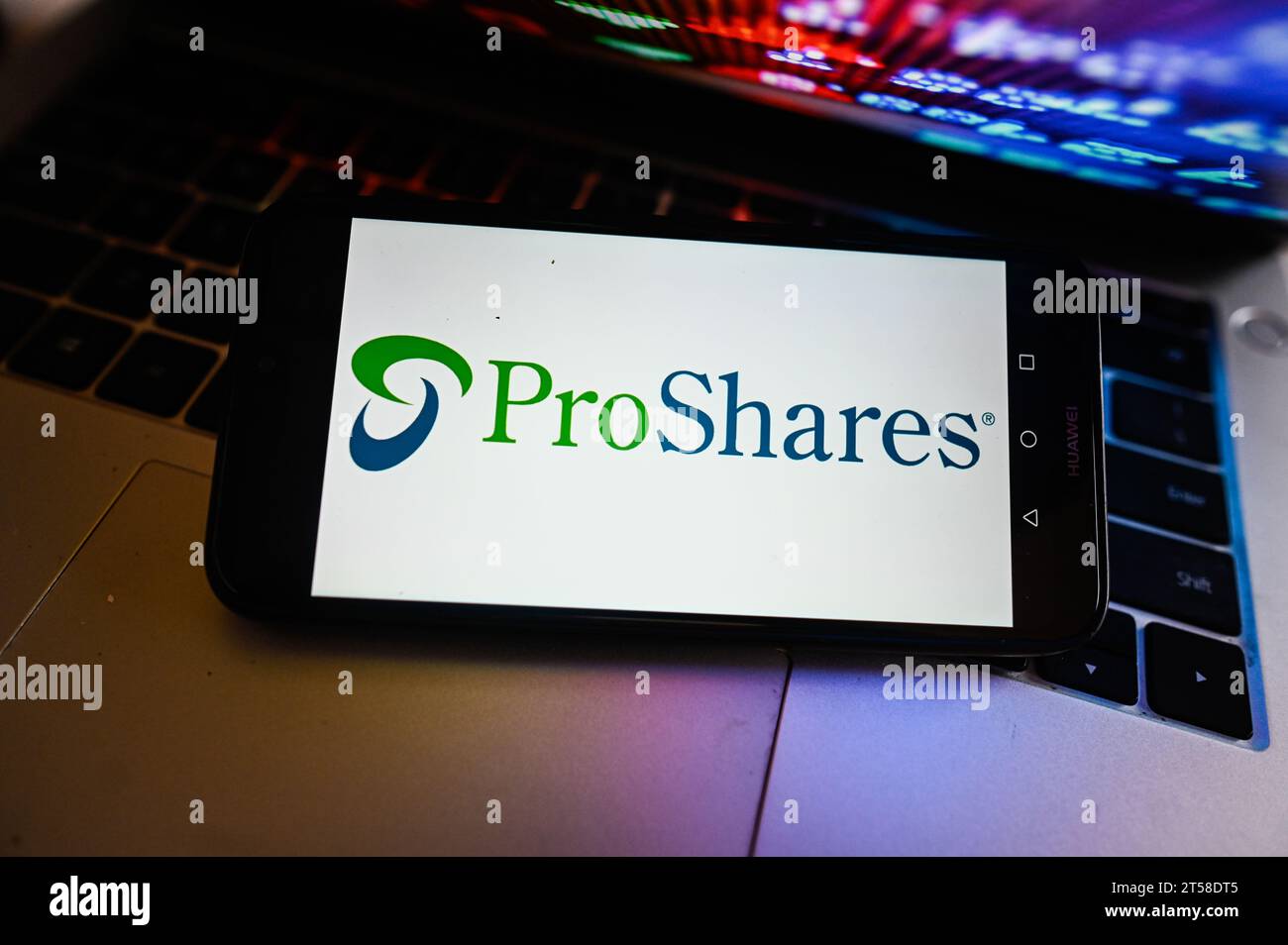 In this photo illustration a ProShares logo is displayed on a ...
