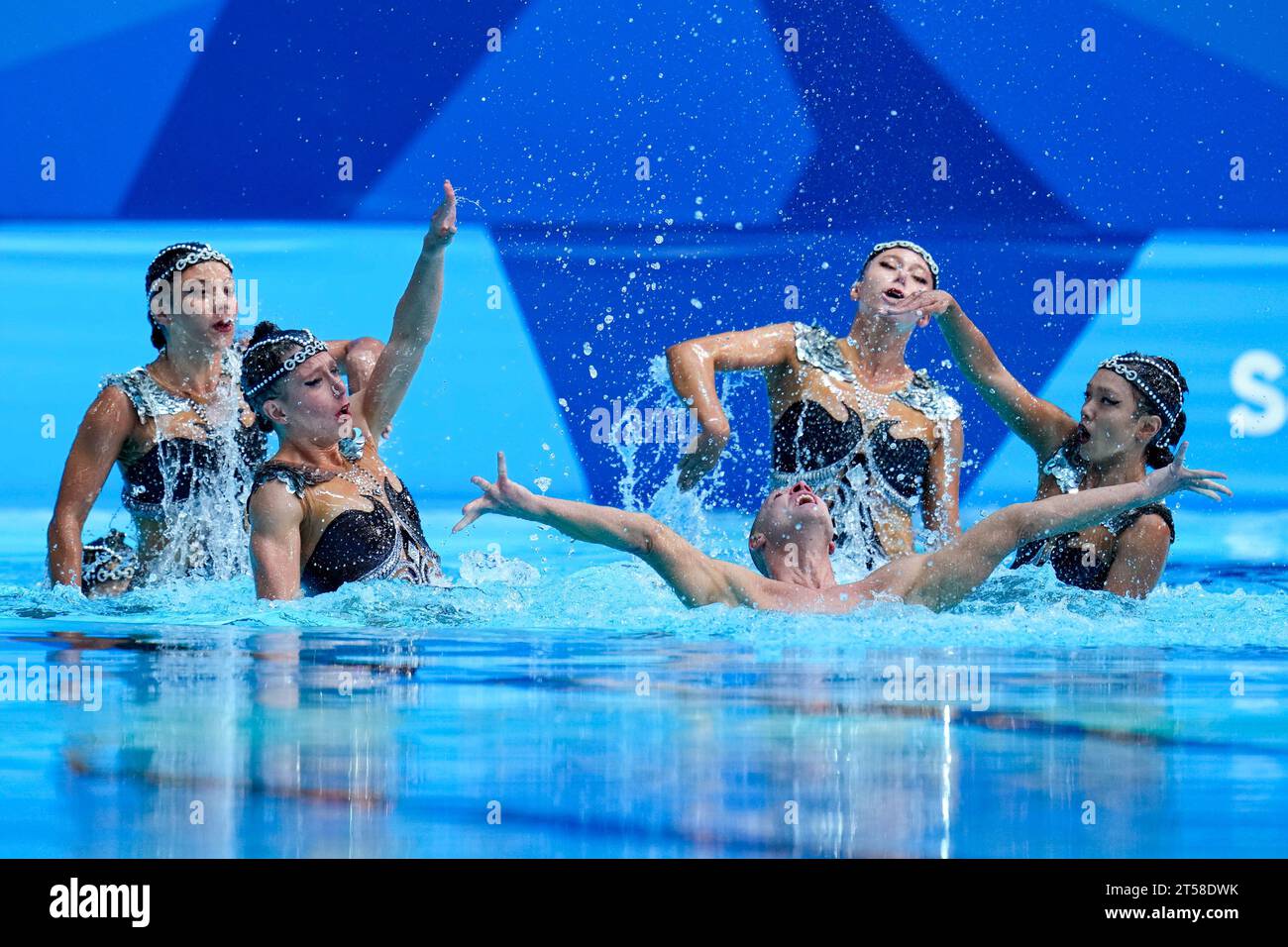 The United States artistic swimming team performs their acrobatic ...