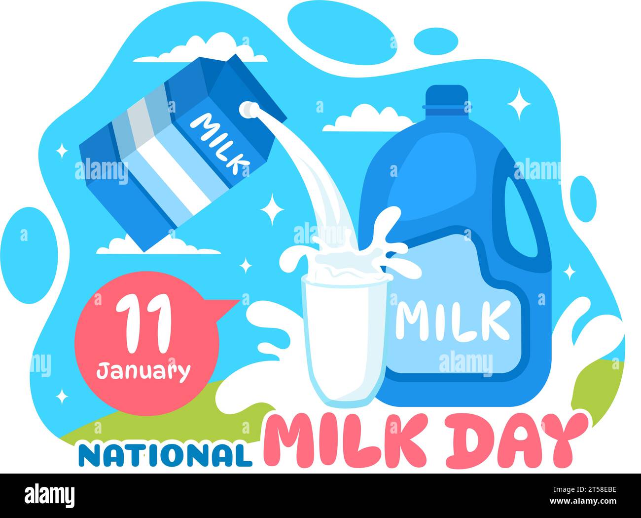 National Milk Day Vector Illustration on 11 January with Milks Drinks ...