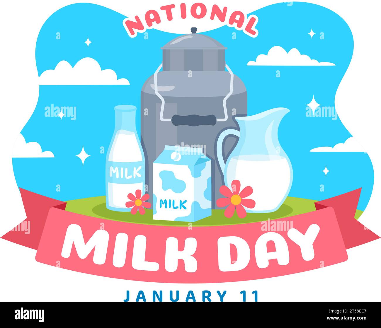 National Milk Day Vector Illustration on 11 January with Milks Drinks ...