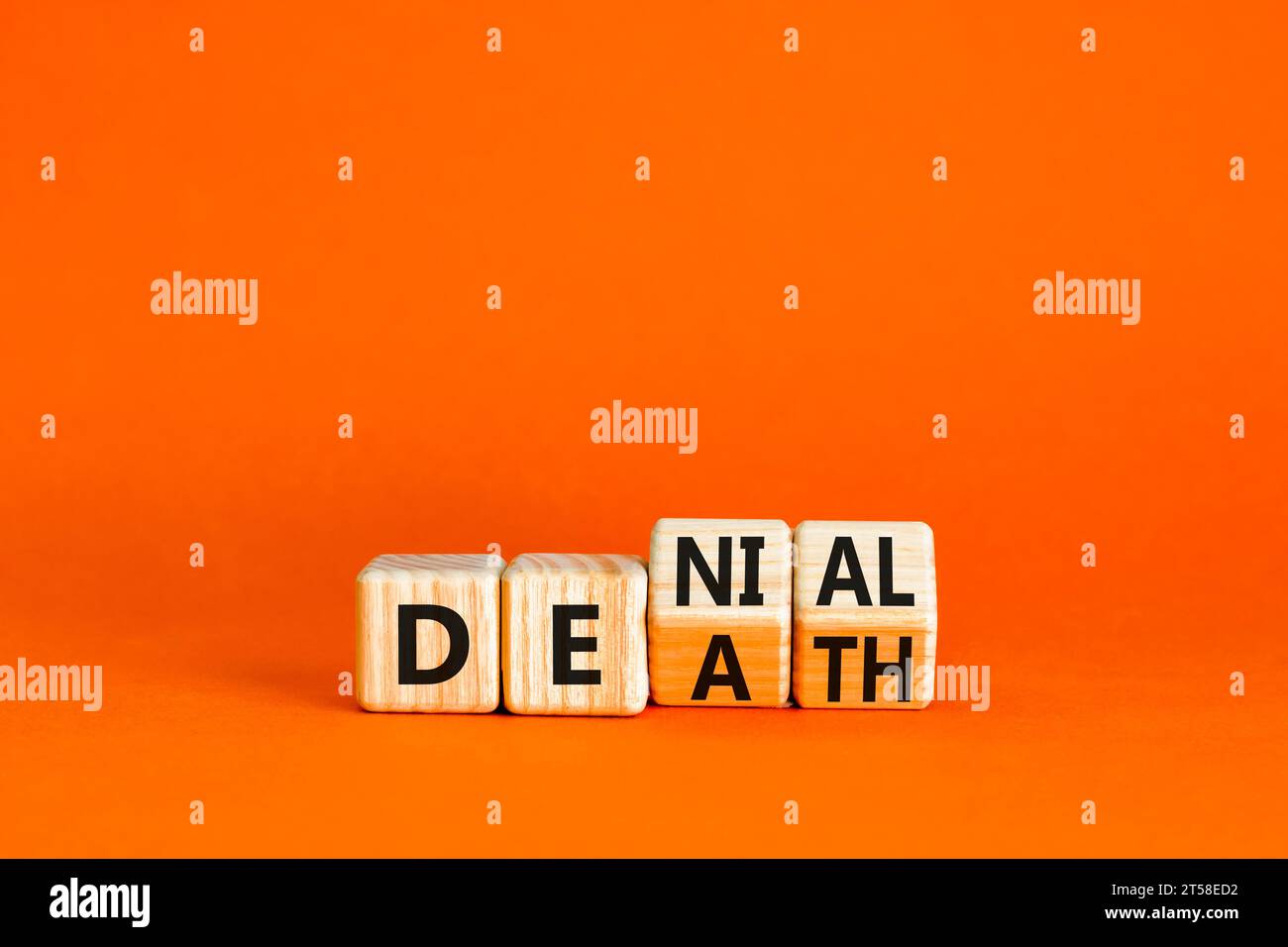 Denial death symbol. Concept words Denial Death on wooden block ...
