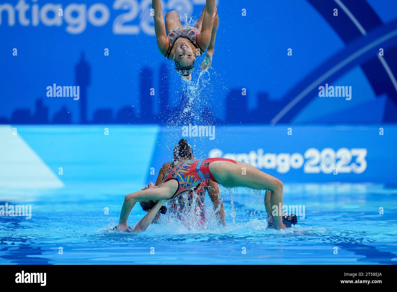 Mexico's team performs in the artistic swimming acrobatic routine final ...