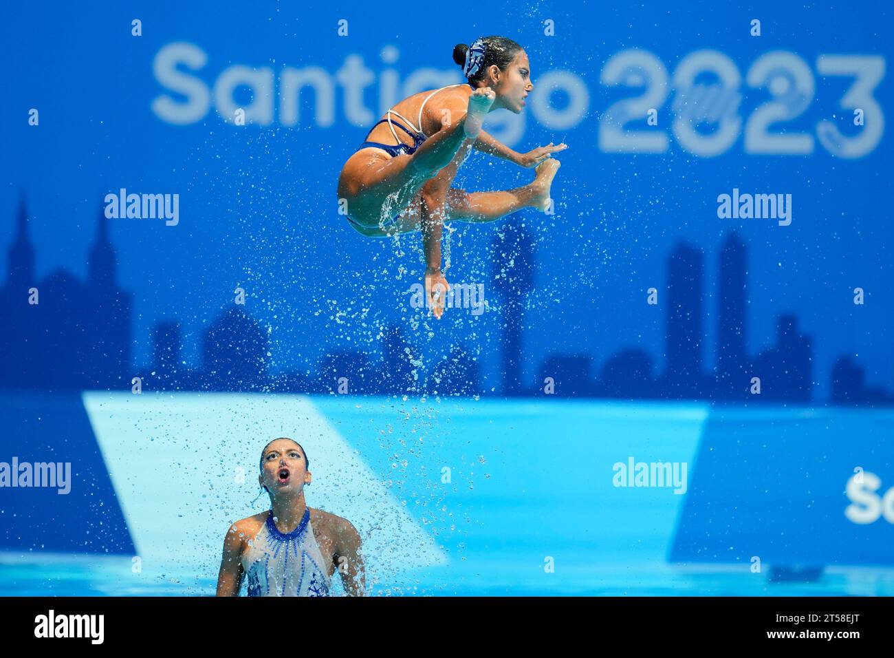El Salvador's team performs in the artistic swimming acrobatic routine ...