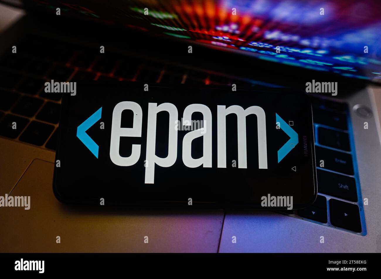 Poland. 03rd Nov, 2023. In this photo illustration an Epam logo is ...