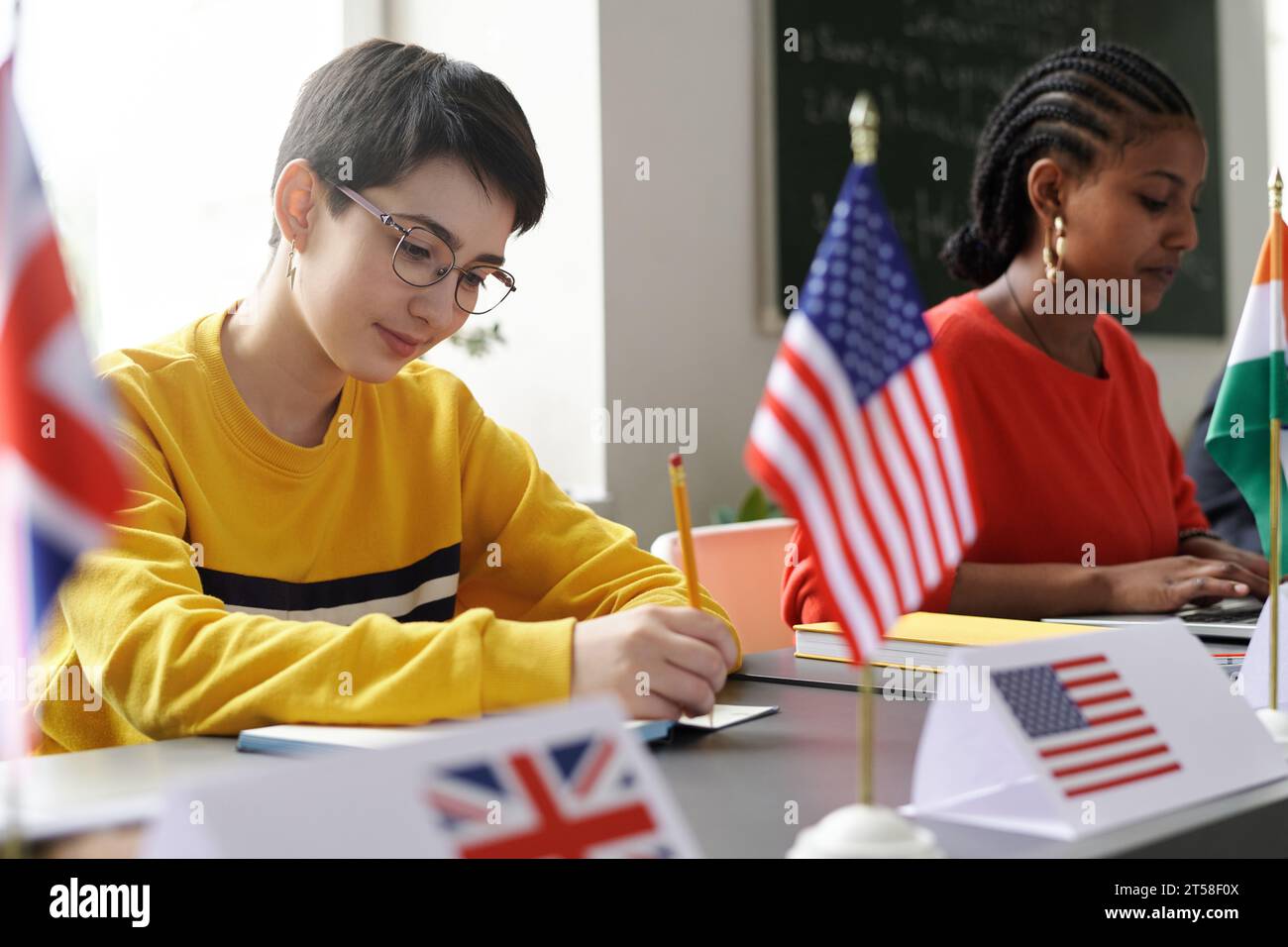 International students studying in the classroom at school Stock Photo ...