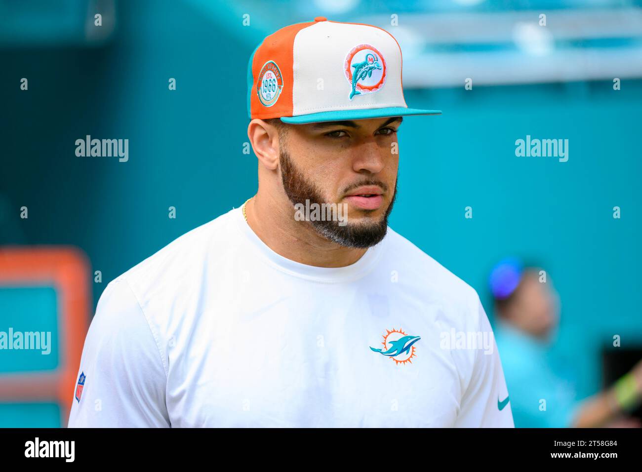 Miami Dolphins tight end Julian Hill (89) walks onto the field before ...