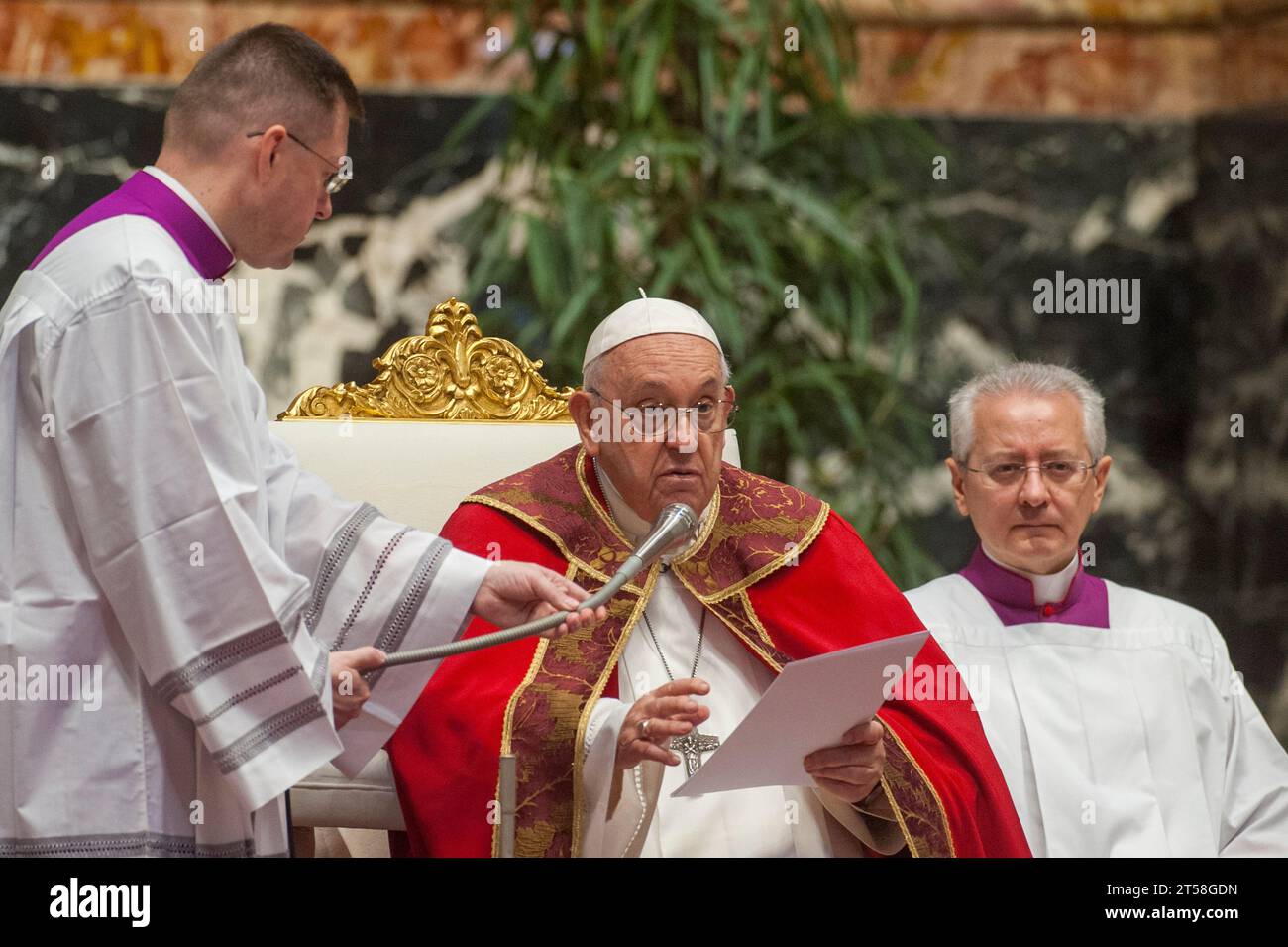 Italy, Rome, Vatican, 2023/11/03 . Pope Francis concelebrates the Holy ...
