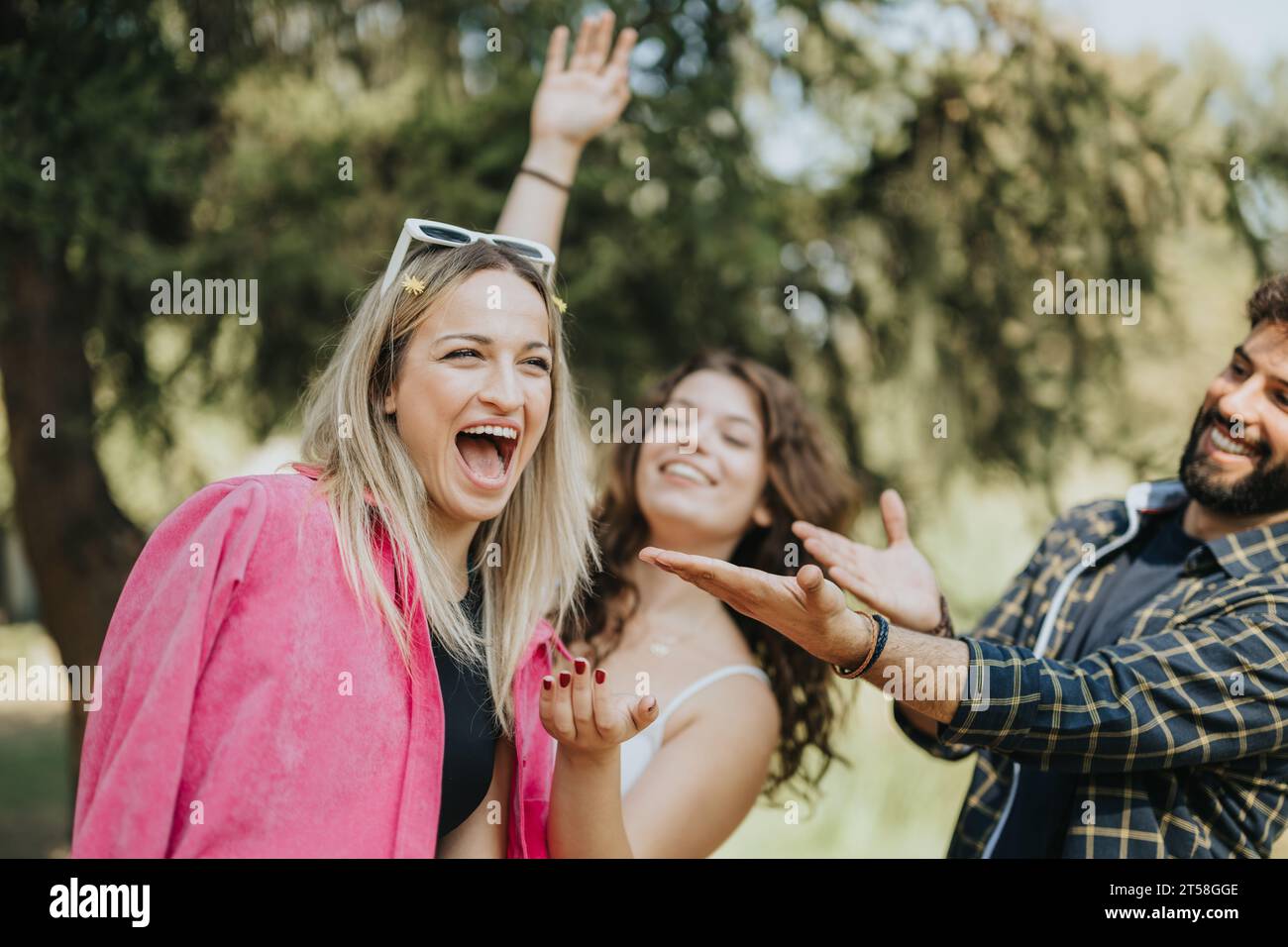 Carefree Weekend in the Park: Young Friends Enjoying Nature and ...