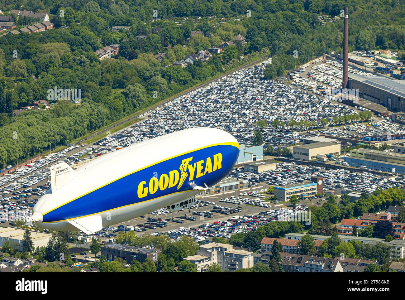 Aerial photo, Zeppelin NT sightseeing flight over Essen, in front of ...