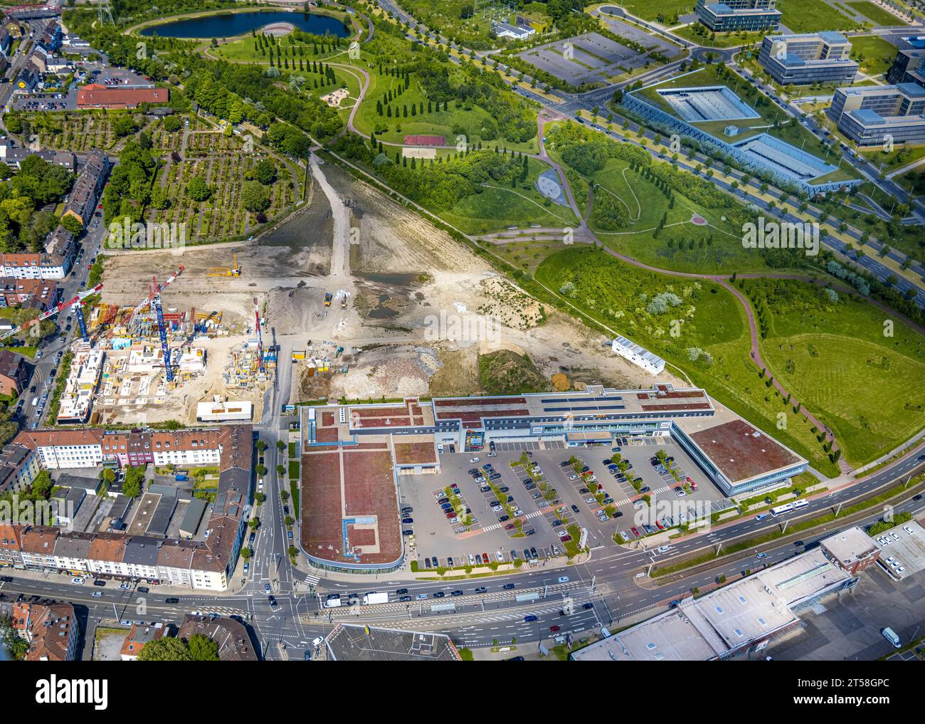 Aerial view, construction project Essen Altendorf - Living at Krupp ...