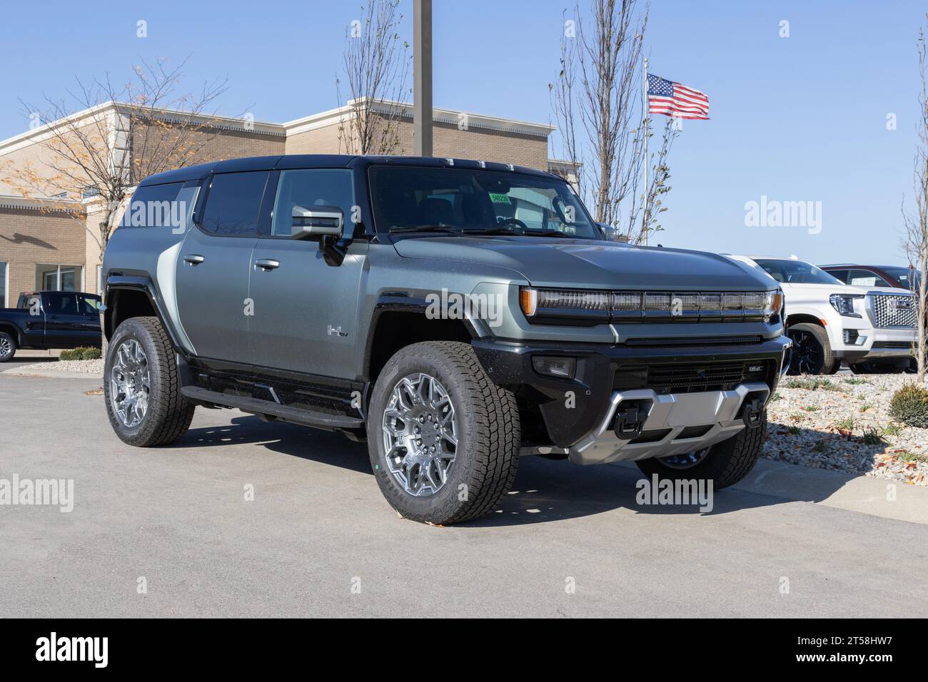 Carmel - November 2, 2023: GMC Hummer EV Electric Vehicle SUV display ...
