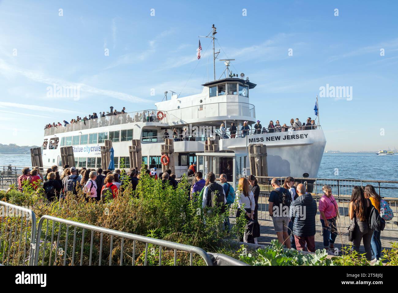 Statue Cruises passenger ferry Lady Liberty. Transporting tourists to ...