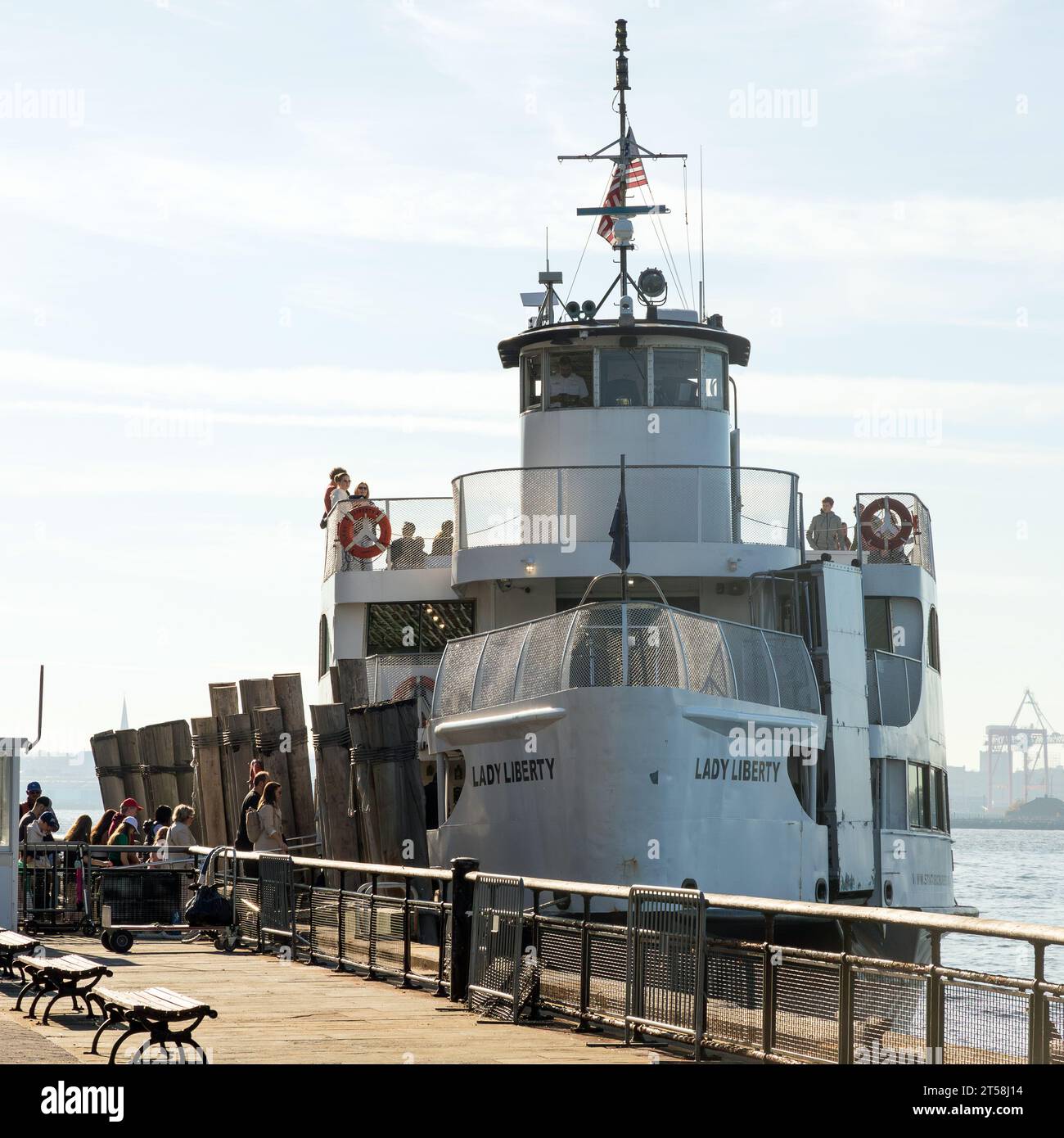 Statue Cruises passenger ferry Lady Liberty. Transporting tourists to ...