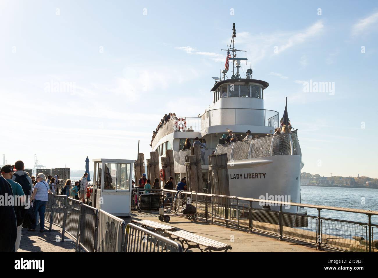 Statue Cruises passenger ferry Lady Liberty. Transporting tourists to ...