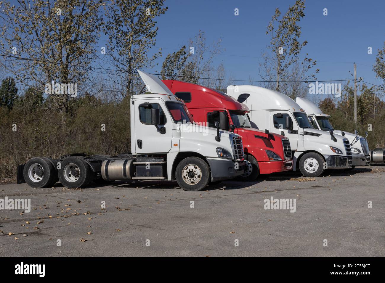 Indianapolis - November 2, 2023: Freightliner, Volvo and International ...