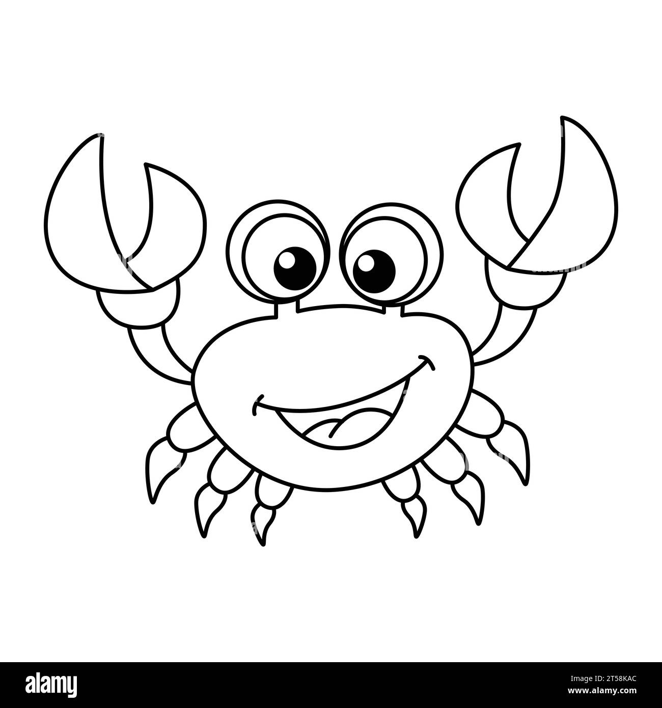 Cute crab cartoon coloring page for kids Vector Image Stock Vector ...
