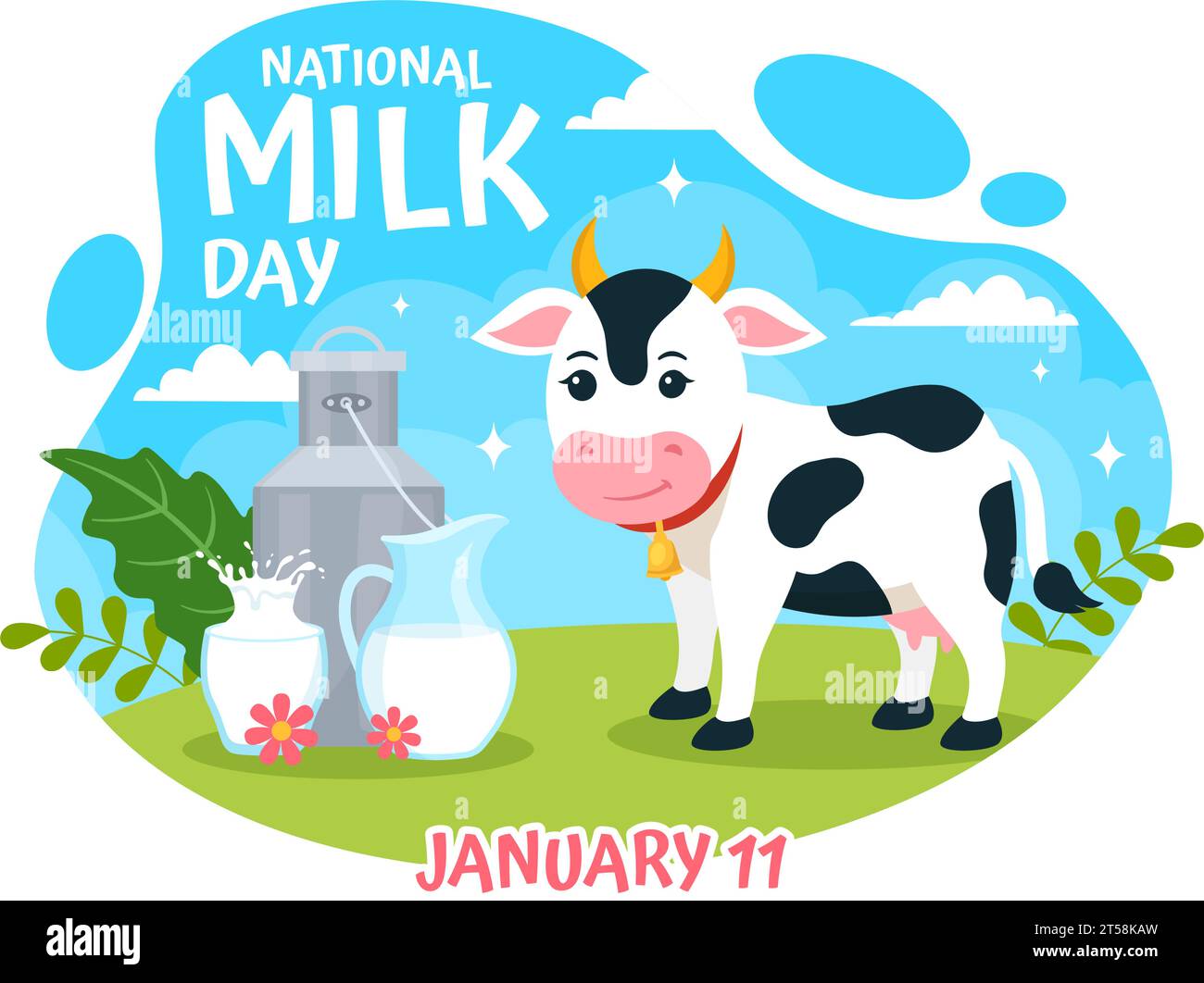 National Milk Day Vector Illustration on 11 January with Milks Drinks ...