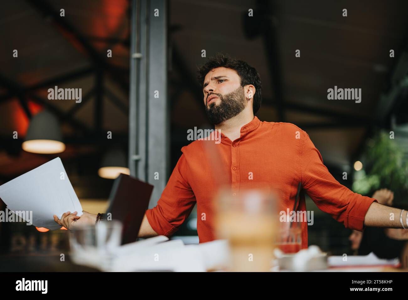 Angry Architect or Engineer Discussing Blueprint for Urban Planning ...