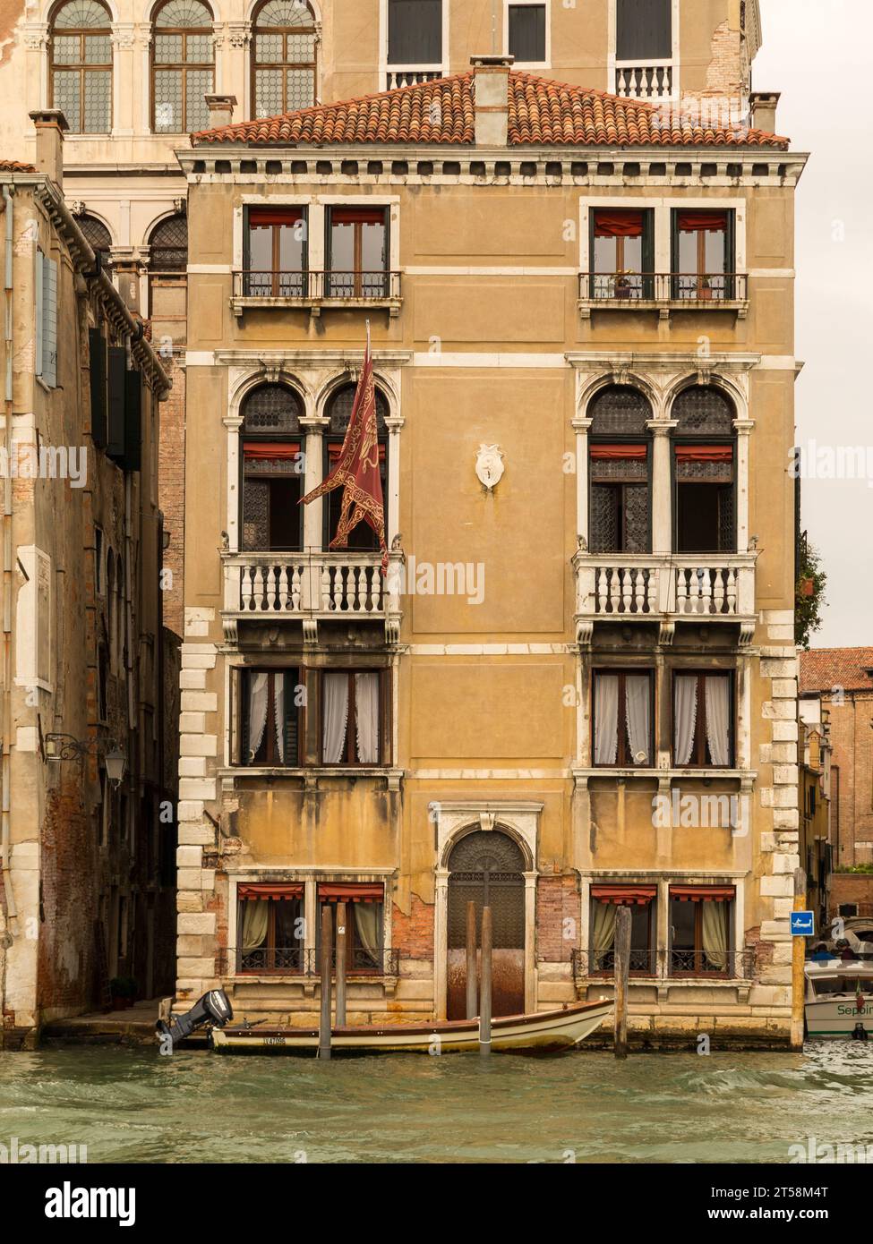 Venetian palace along the grand canal. This four-story building has ...