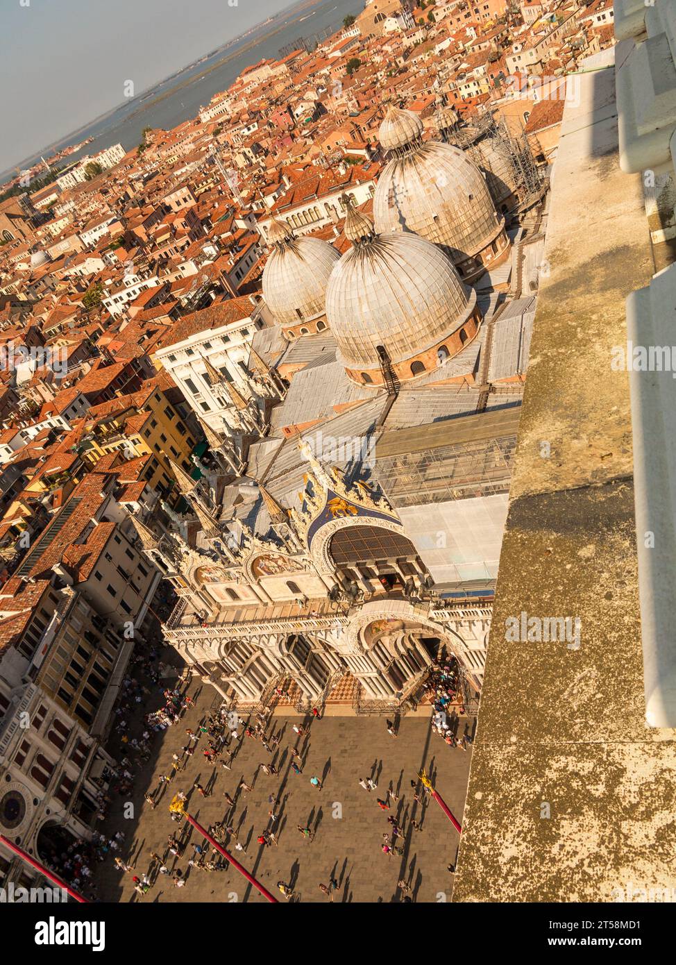 Bird's eye view of the roof of St. Mark's Basilica in Venice, Italy ...