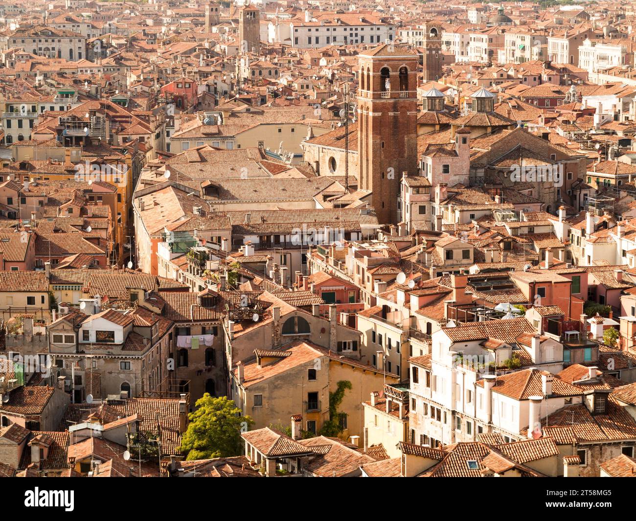 Bird's eye view of the Castello district in Venice, Italy. We notice ...