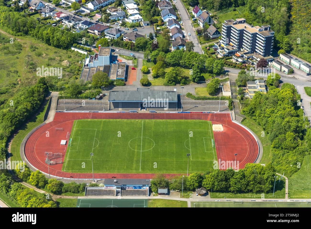 Aerial view, Erich Berlet Stadium, Hohenlimburg, Hagen, Sauerland ...