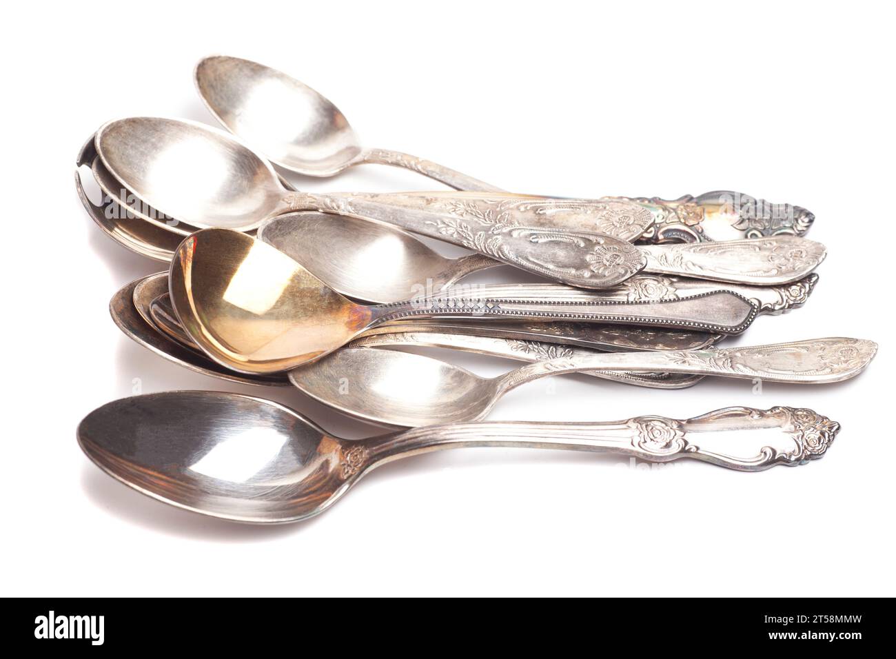 Old metal teaspoons hi-res stock photography and images - Alamy