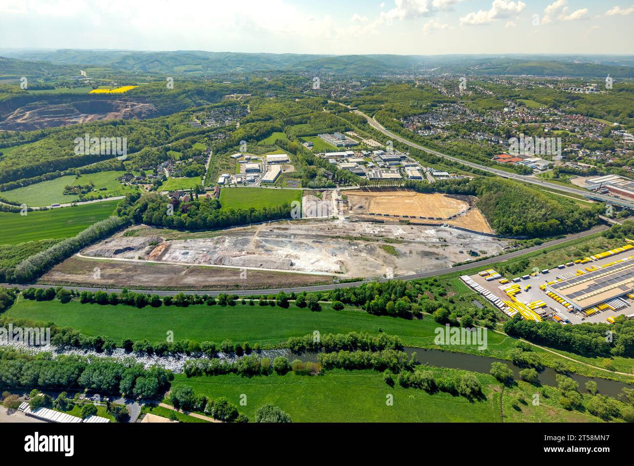 Aerial view, demolition of dolomite works for construction of ...