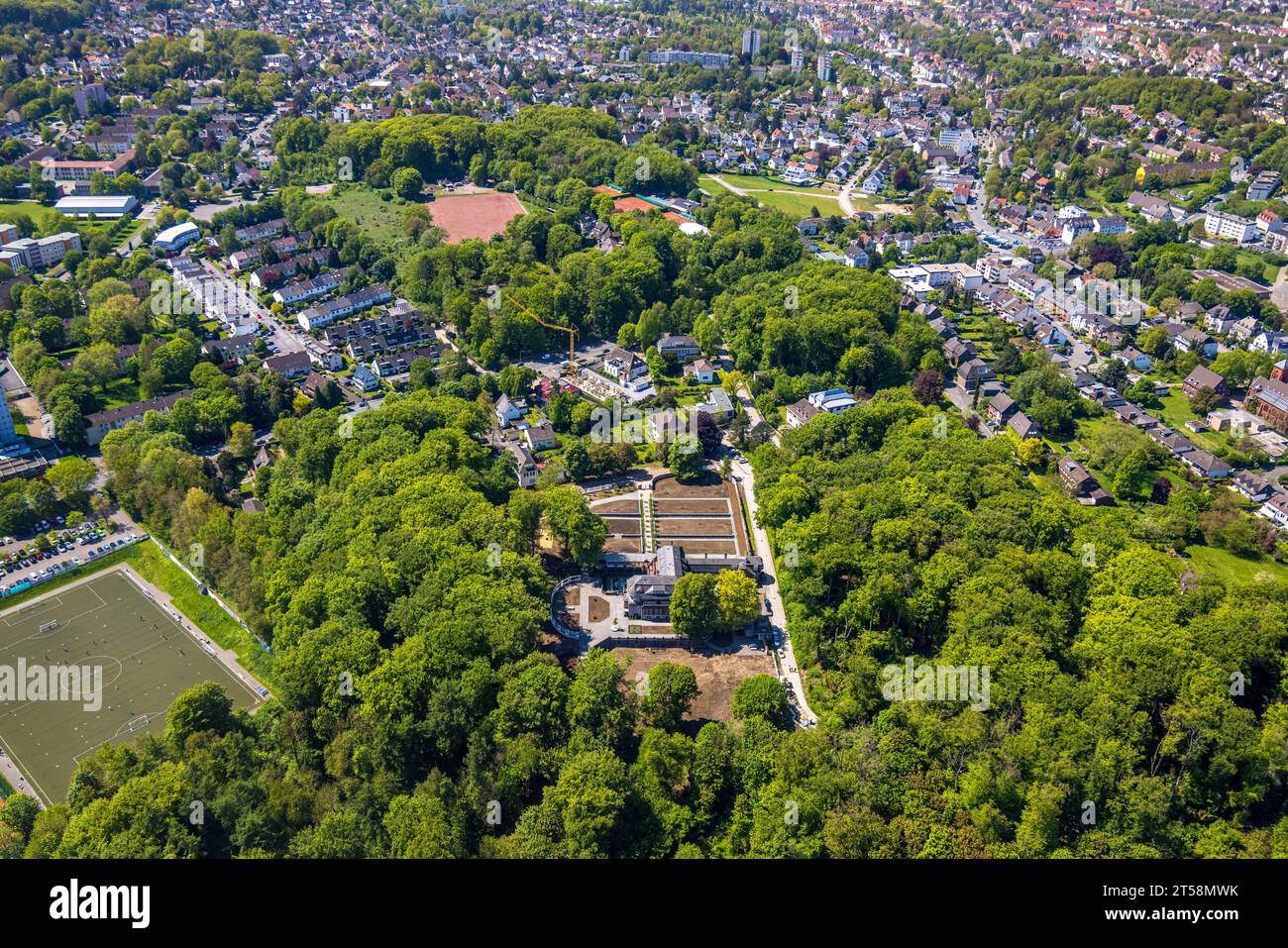 Aerial view, Hohenhof - Art Nouveau villa of the Osthaus Museum, Emst ...