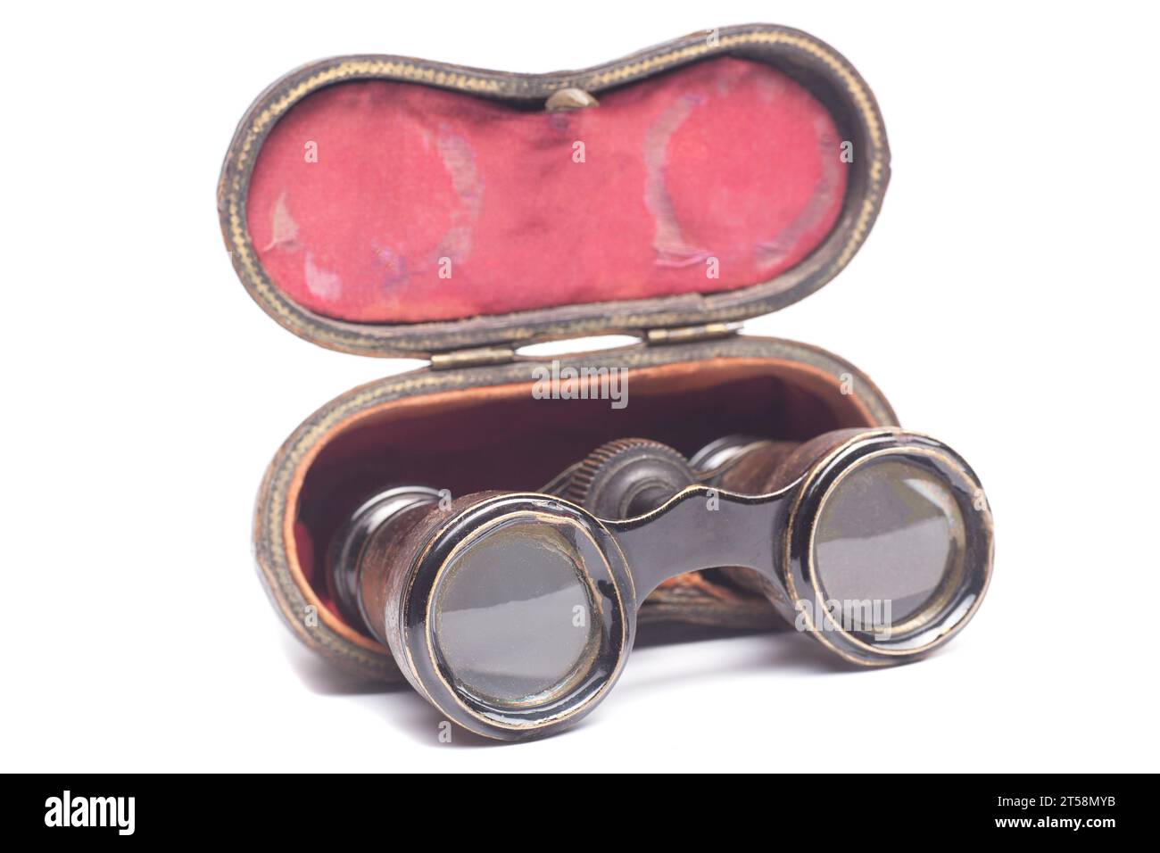 vintage military field glass in case isolated on white background Stock ...