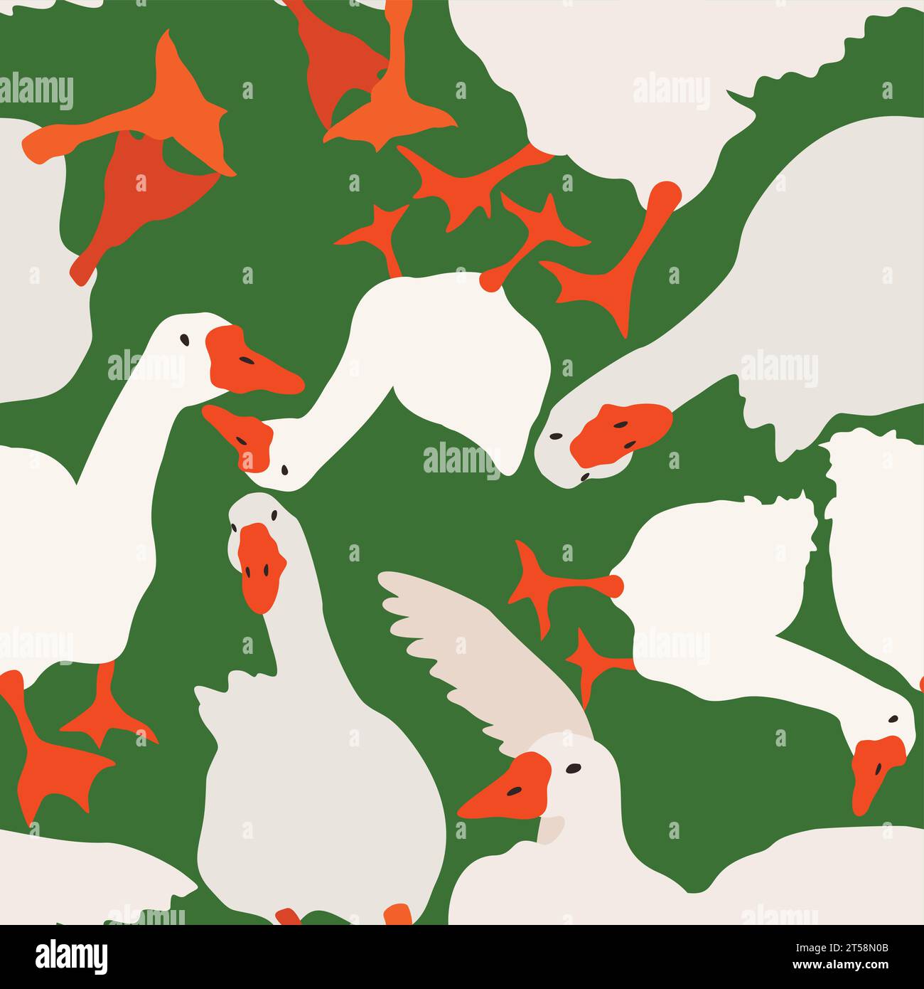 Seamless pattern with geese on green background Vector Image Stock ...